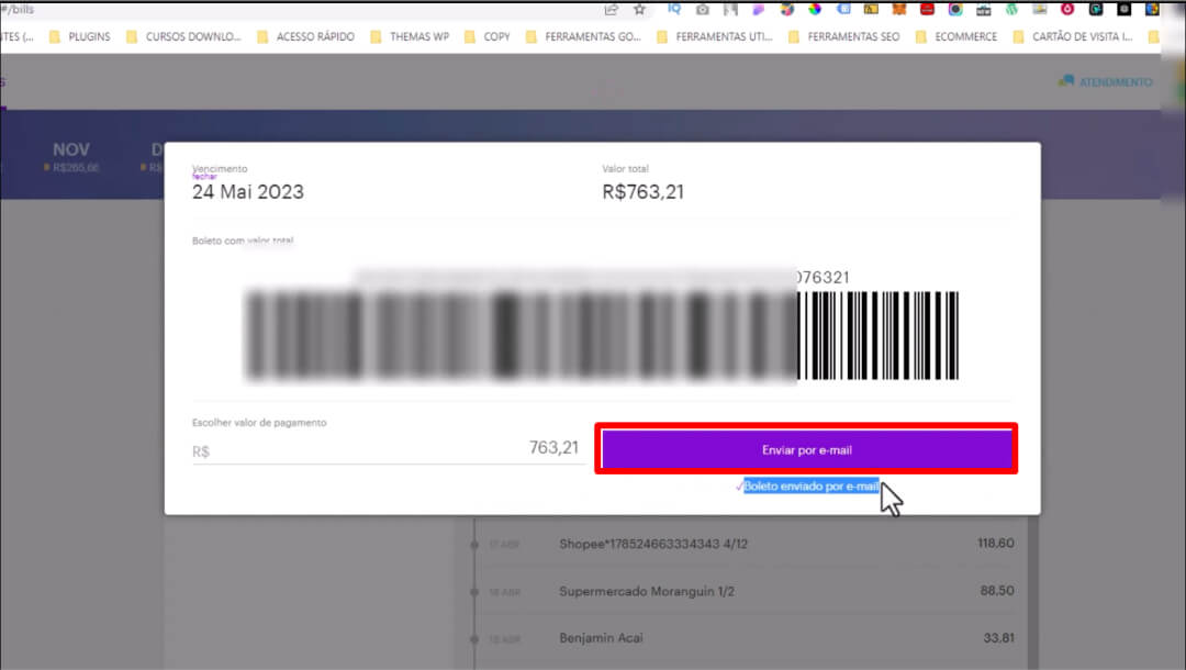 Como gerar e imprimir segunda via do boleto Nubank pelo site